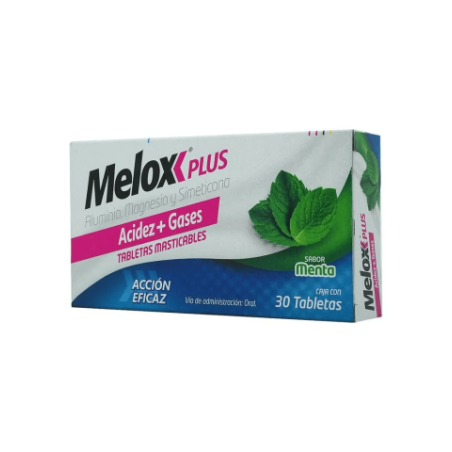 Melox Plus Con 30 Tabletas - Magnesio Hidróxido / Dimeticona / Aluminio ...